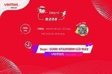 Đăng Ký D200 Viettel 200K Có 20Gb Data 4G/ 30 Ngày